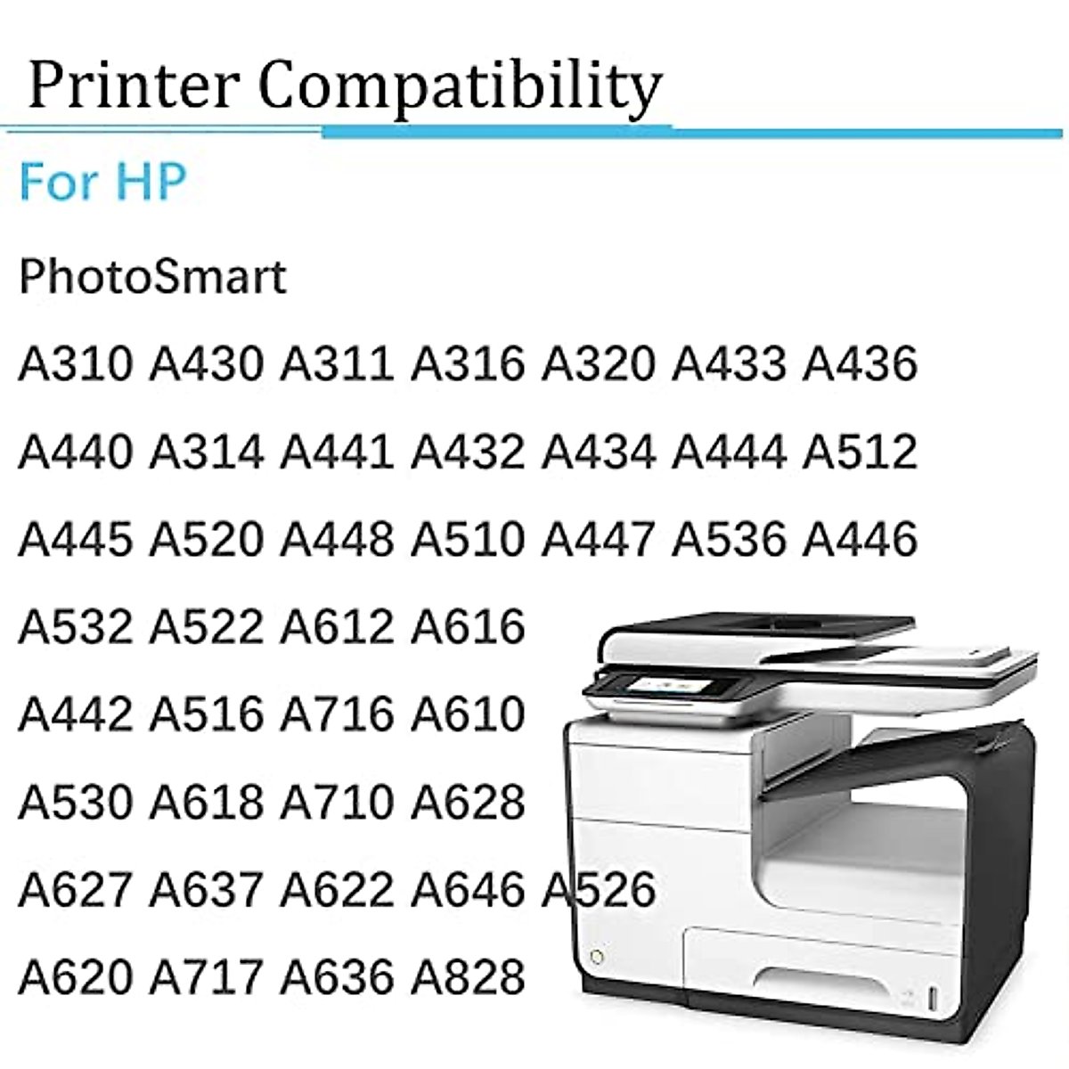 HKFJ Ink Cartridges for HP 110 for PhotoSmart A612 A616 A442 A516 A716 A610 A530 A618 A710 A628 A627 A637 A622 A646 A526 A620 A717 A636 A828 Printers 1-Color