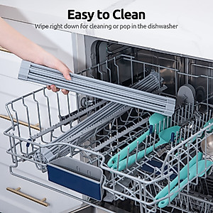 U-Taste Roll Up Dish Drying Rack 20.5 by 13 Inches, Over The Sink Foldable Multipurpose Silicone Dish Drainer Warm Gray, Large