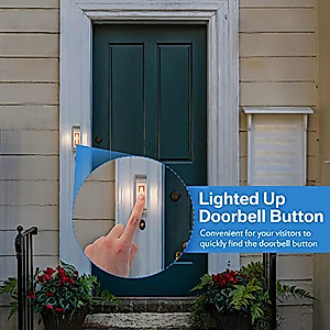 LED Lighted Doorbell Button, Solid and Sleek Metal Wall Mounted Door Bell Push Buttons for Home, Universal Garage Door Opener Switch (Dark Silver, 1 Pack)