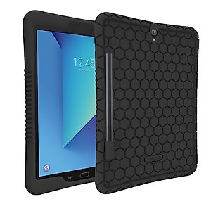 Fintie Silicone Case for Samsung Galaxy Tab S3 9.7, Light Weight Shock Proof Cover with S Pen Holder [Anti Slip] [Kids Friendly] for Tab S3 9.7 (SM-T820/T825/T827) 2017 Release, Black