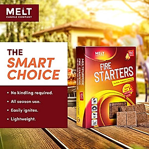 Fire Starter Squares 160 - Fire Starter Pack for Chimney, Grill Pit, Fireplace, Campfire, BBQ & Smoker - Water Resistant and Odourless - Camping Accessories