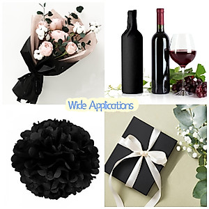 Hlonon Black Tissue Paper for Gift Bags - 30 Sheets of Black Wrapping Tissue Paper Bulk Packaging Paper for Weddings Birthday DIY Project Christmas Gift Wrapping Crafts Decor (14 x 20 Inch)