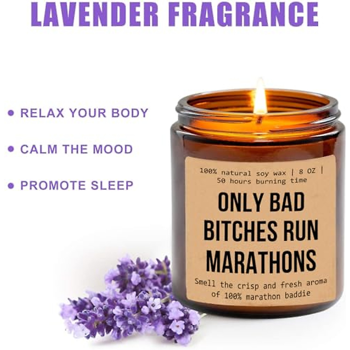Only Bad Bitches Run Marathons Candle - Gift for Marathon Runner - Marathon Gift Candle - Marathon Girl Gift - Gift for Him Her