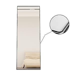 Full Length Full Body Mirror Wall Mirror Standing Mirror with Aluminum Alloy and Rectangle Design for Bedroom Living Room, 65” X 24” Black