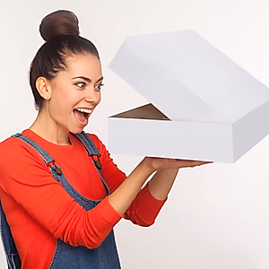 Tudomro 10 Pack 19 x 14 x 4 Inch Cake Box, Cardboard Cake Boxes, Large Rectangle Boxes, Kraft Non Window Bakery Pastry supplies(White)