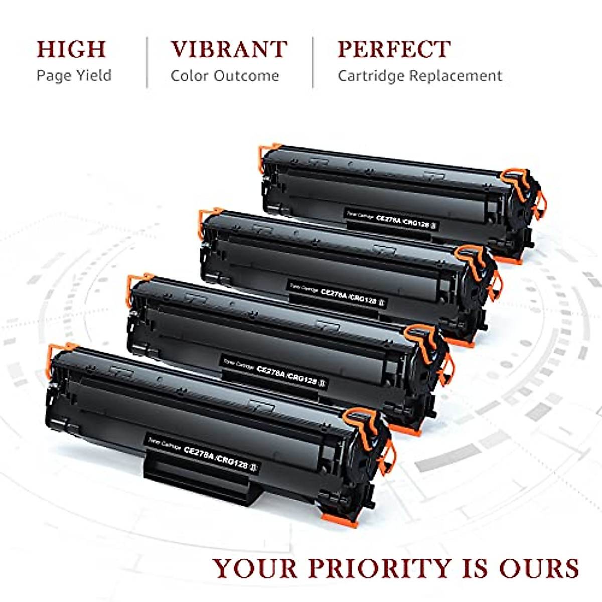 Toner Kingdom Compatible Toner-Cartridge Replacement for HP 78A CE278A 278A CE278AC 78 278 Toner Use for HP Laserjet Pro M1536dnf Laserjet Pro P1606dn M1536 P1566 P1560 P1606 Printer (Black, 4 Pack)