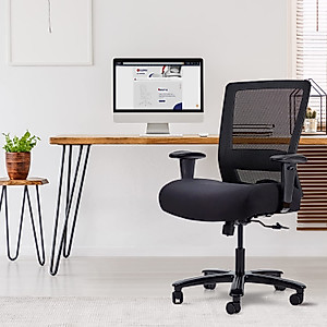 CLATINA Ergonomic Mesh Chair with 400lbs High Capacity and Lumbar Support Adjusting Armrest Big and Tall Office Chair for Home Office, Black (1 Pack)