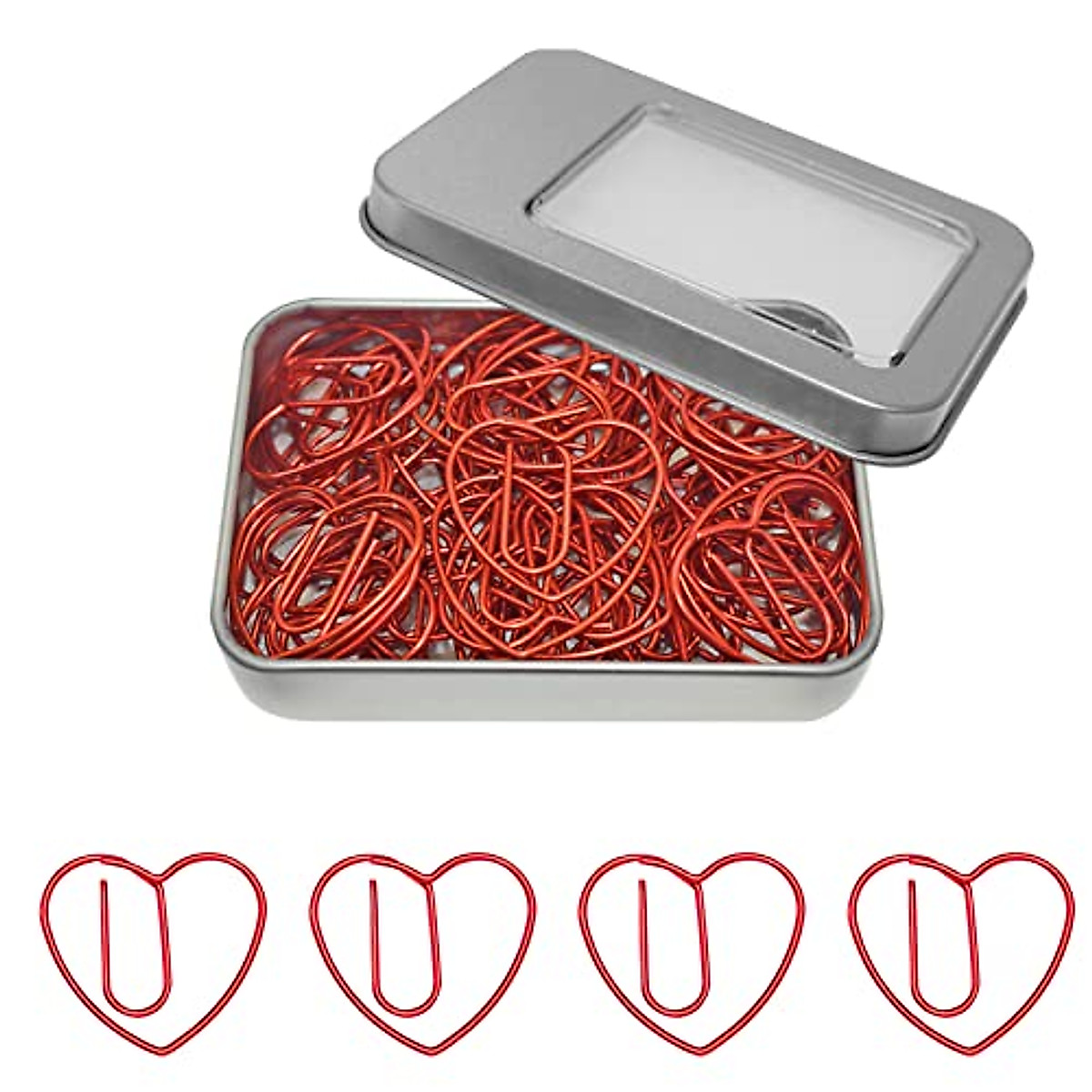 Heart Paper Clips, Cute Love Heart Bookmark Clips, Red Love Heart Shaped Paper Clips ( Red,50 PCS )