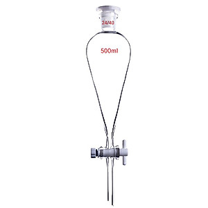 Laboratory Equipment 500ml Pear-Shaped Separating Funnel Glass Separating Liquid Essential Oil Separating Funnel (500ml)