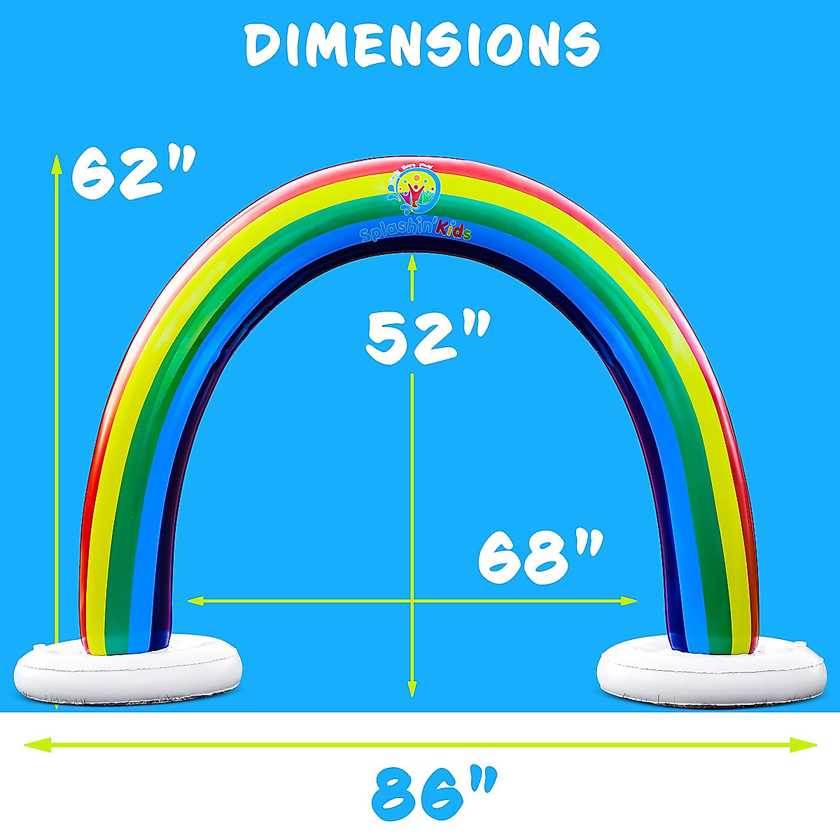 Splashin'kids Outdoor Rainbow Sprinkler Super Toddler Water Toys for Children Infants Boys Girls and Kids Perfect Outside Inflatable Water Park for Summer Fun Watch Video Slip and Slide Splash pad