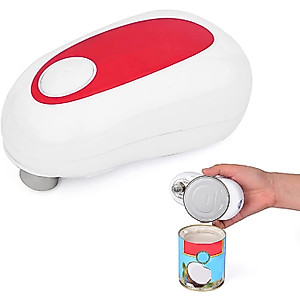 Qweeon Electric Can Opener,Battery Operated Can Opener with Smooth Edge,One Touch Can opener for Kitchen, White, 5.5x2.56x2.95 inch