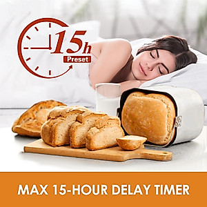 Kitchen in the box Bread Maker Machine with Gluten-Free Setting, 2LB 1.5LB 1LB Automatic Breadmaker with Homemade Cycle, 15-in-1 Stainless Steel Bread Maker with Recipes-Silver