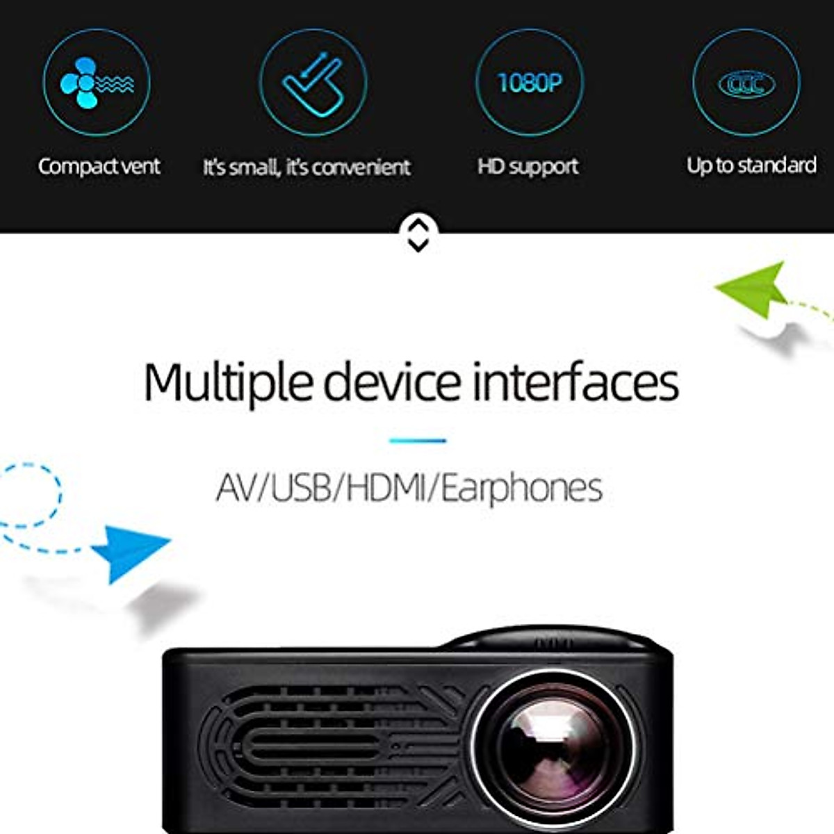 EXCEART Portable Projectors Mini Projector Portable Entertainment Movie Projector 1080p Video Projector Machine for Home Office Led Projector