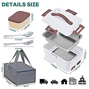 Suewow Electric Lunch Box 80W Food Heater 1.8L Portable Leak proof Self Heating Lunch Box 12V 24V 110V Faster Heated Lunch Boxes for Car/Truck/Home Self Heating Box 304 Stainless Steel Container