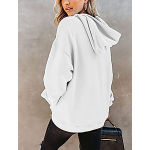 Yuccalley Women's Long Sleeve Fashion Pocket Hoodies Casual Pullover Tops (US, Alpha, Medium, Regular, Regular, White)