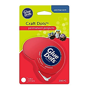 Glue Dots Permanent Dot N' Go Craft Dispenser with 200 (.375 Inch) Adhesive Dots (04484), red