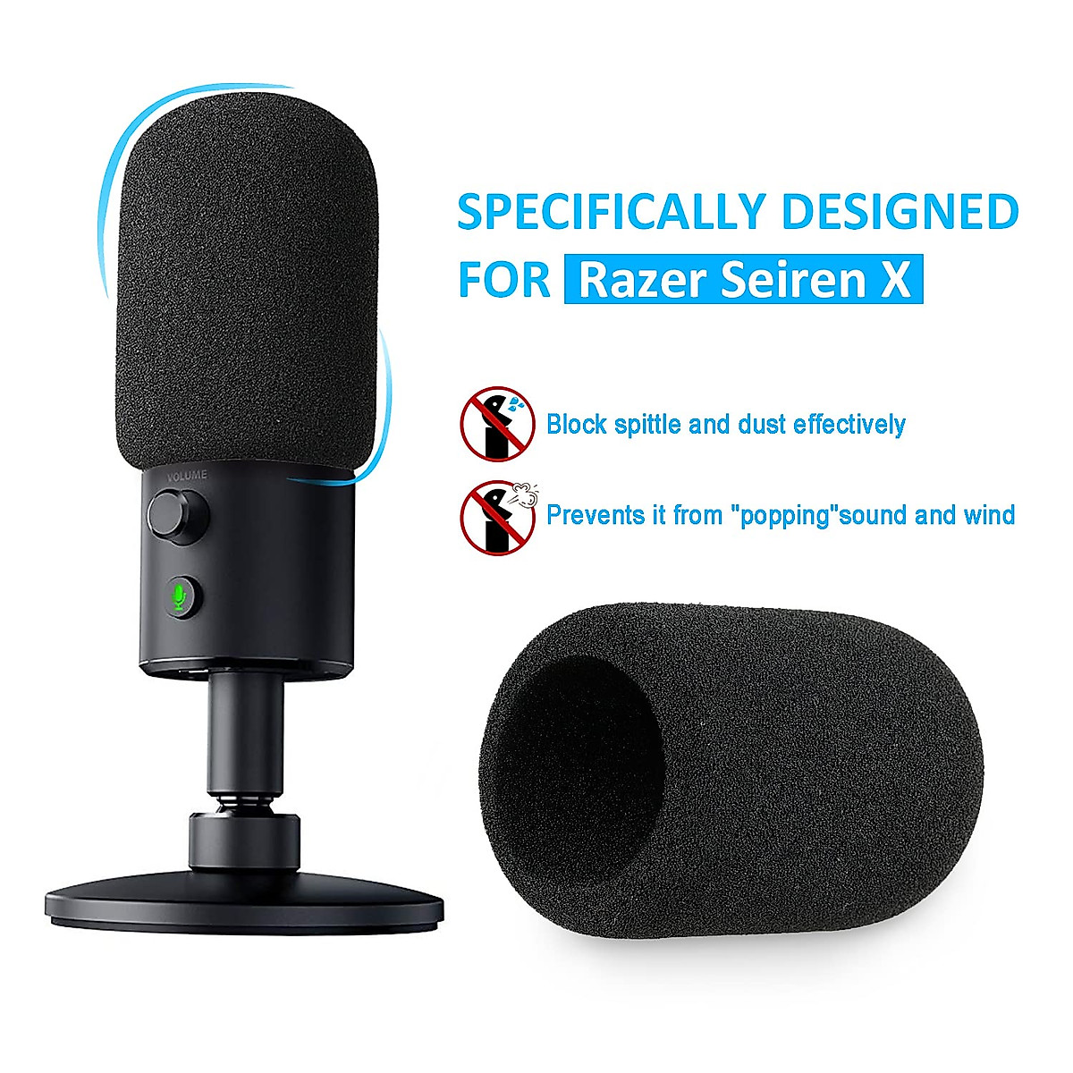 Razer Seiren X Boom Arm with Pop Filter - Mic Stand with Foam Cover Windscreen for Razer Seiren X Streaming Microphone by YOUSHARES