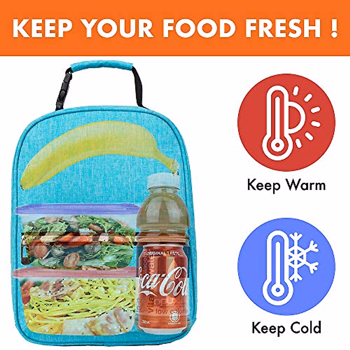 OPUX Insulated Lunch Box for Girls Boys, Leakproof Lunch Bag for Kids Teens, Reusable Lunch Pail Cooler Tote for Work Women Men Adults, Back to School Gift, Backpack Shape Lunchbox, Teal Blue