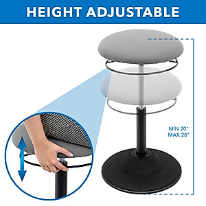Mount-It! Standing Desk Stool | Ergonomic Sit Stand Desk Chair for Office | Active Balance 360 Degree Wobble Stool with Padded Seat, Adjustable Height & Non-Slip Rubber Base