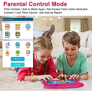 Kids Tablet, 7 inch Tablet for Kids 3GB RAM 32GB ROM Android 11 Toddler Tablet with Bluetooth, WiFi, GMS, Parental Control, HD Dual Camera, Shockproof Case, Google Play, Netflix, YouTube(Pink)