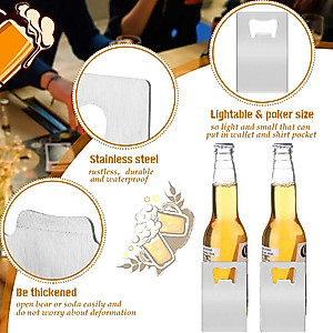 Nuogo 100 Pieces Stainless Steel Card Bottle Openers Bulk Metal Card Beer Bottle Openers Groomsmen Wallet Bottle Opener for Wedding Party Bridesmaid Favors Gifts (Silver, Credit Card)