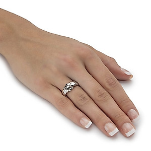 PalmBeach Yellow Gold-Plated or Platinum-Plated Sterling Silver Puzzle Ring Size 7