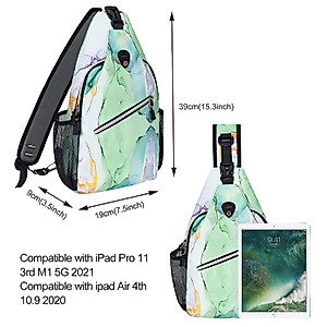 MOSISO Sling Backpack, Multipurpose Travel Hiking Daypack Rope Crossbody Shoulder Bag Marble MO-MBH189