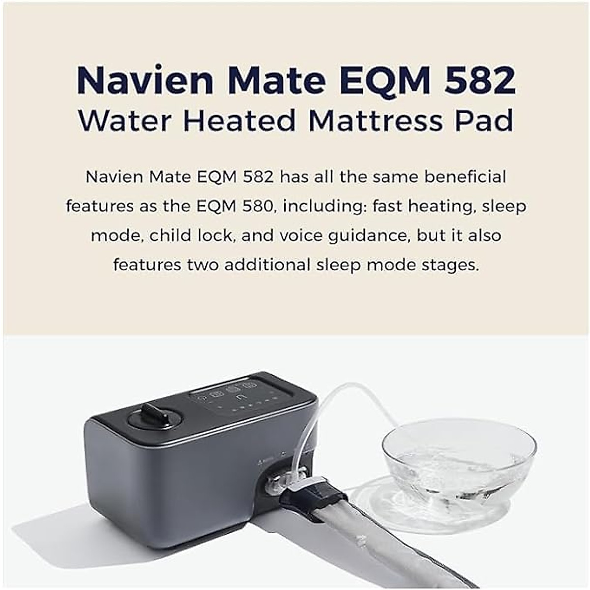 Navien Mate EQM 582, King – EMF-Free Water Heated Mattress Pad Warmer – Dual Temperature Control – WiFi Enabled & Eco-Friendly – Helps Soothe & Relieve Stress, Muscle Soreness, & Tension