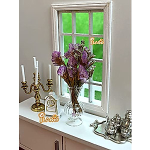 iLAND Miniature Dollhouse Accessories fits Barbie Furniture, Glass Vases w/ Dried Flowers Set for Dollhouse Furniture Antique (Luxurious 3pcs)(Luxurious 3pcs)