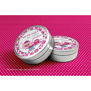 Tea Themed Terrific Teacher Appreciation Thank You Sticker Labels, 40 2" Party Circle Stickers by AmandaCreation, Great for Envelope Seals & Gift Bags