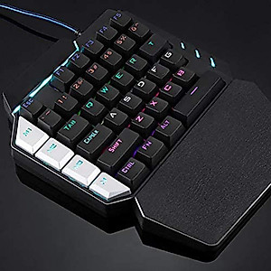 XYLXJ Mechanical Gaming Keyboard, Compact 38-Key Mechanical Computer Keyboard Blue Equivalent Switch for Windows PC Gamers (Black RED LED Backlight)