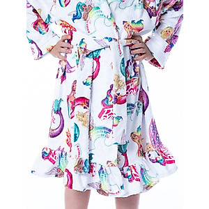 INTIMO Mattel Girls' Barbie Fantasy Mermaid Fairy Rainbow Ruffled Bathrobe Robe (7/8)