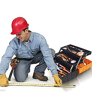 WEWLINE 17-Inch Tool Box Organizer 3-Layer Multiplication Plastic Storage Toolbox with Portable Handle Perfect for Home Office Car Trunk