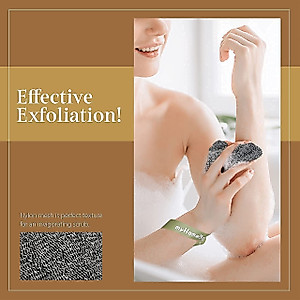 myHomeBody Soap Pocket Squares Exfoliating Soap Saver Pouch | Body Scrubber, Exfoliator Sponge for Bath or Shower | for 5oz Bar Soap or Leftover Bits | Graphite Gray, 3 Pack + 2 Soap Lifting Pads