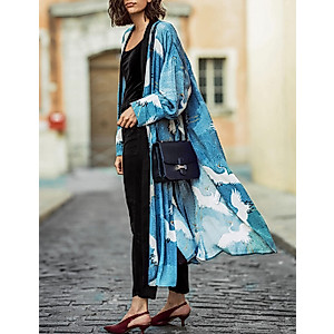 Beach Kimono Cardigans for Women Open Front Swimsuit Cover Up Graphic Print Bathing Suit