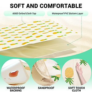 MIU COLOR Picnic Blankets, Extra Large 80"x 60" Outdoor Beach Blanket, Lightweight Handy Mat Tote for Spring Summer Camping, Beach, Park, Patio on Grass (A-Pineapple)