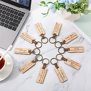 Fumete 10 Pieces Wood Bible Keychain Wooden Religious Keyrings PU Leather Christian Keychain Bible Verse Keychain Christian Quote Keychains for Women Men Sunday School Teacher Appreciation Day