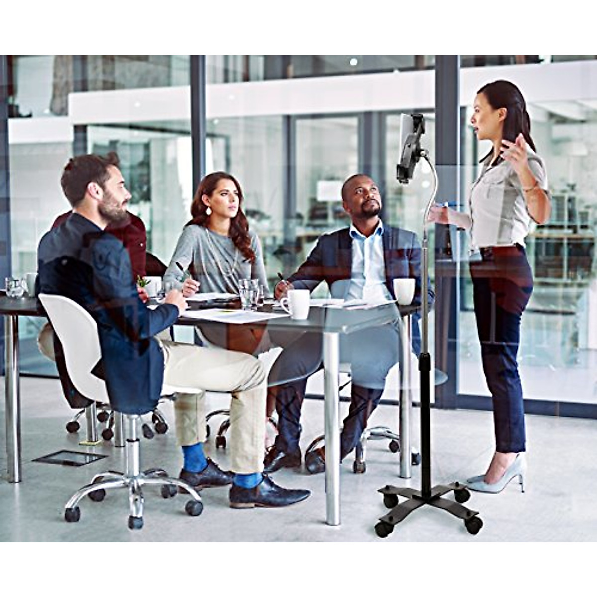 Gooseneck Floor Stand – CTA’s Compact, Adjustable Gooseneck with Swivel Casters for iPad 7th/ 8th/ 9th Gen 10.2”, iPad Air 4, 12.9”, Surface Pro, Zebra & Other 7-13” Tablets (PAD-CGS)