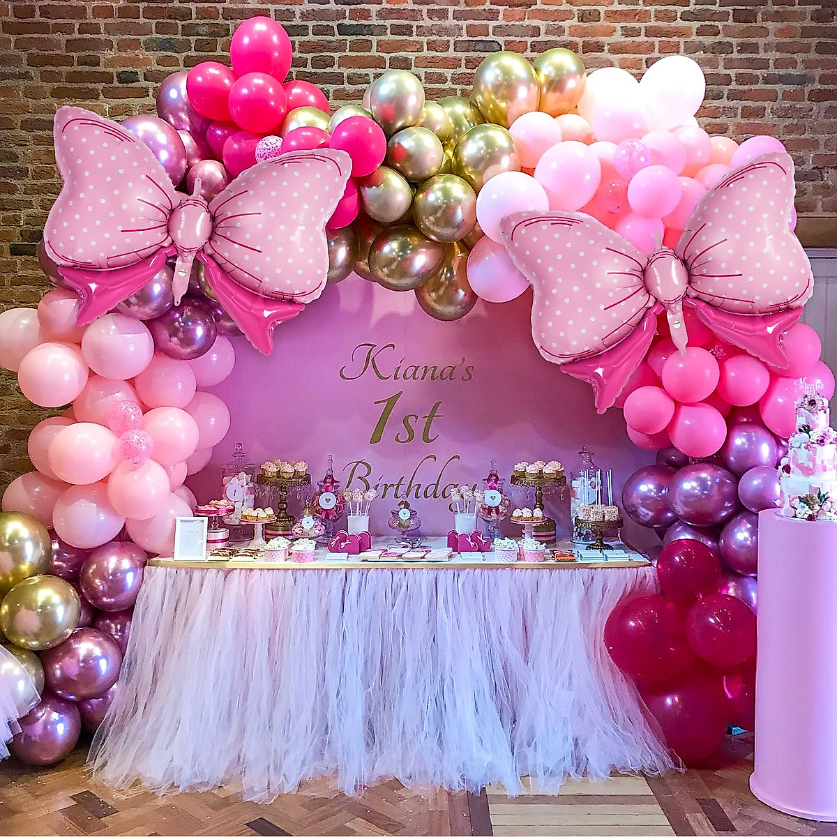 6 Pcs Pink Bow Balloons for Girls, 35 Inch Bow Foil Balloons,Pink Bows Gender Reveal Decorations for Birthday Party Wedding Baby Shower Mouse Party Decoration (Pink)