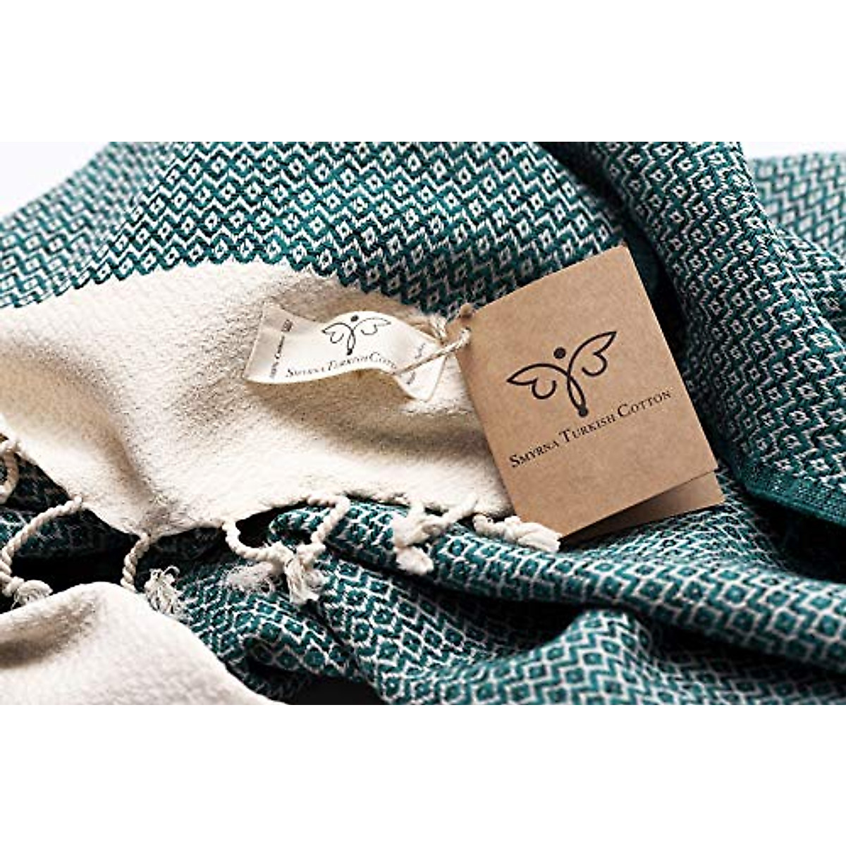 SMYRNA TURKISH COTTON 60 x 80 inches Large Throw Blanket, Vintage Series, 100% Oeko-Tex Cotton, Machine Wash, Super Soft, Outdoor Throws and Blankets for Couch, Sofa, Bed, Beach, Picnic, Petrol