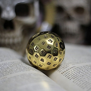 Metal 100 Sided Polyhedral Dice (D100) | Shiny Gold Color with Black Numbering