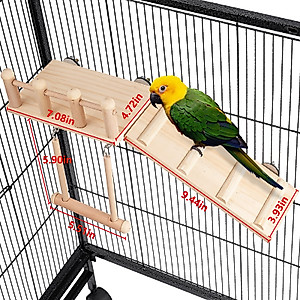 FrgKbTm Bird Perches Platform Swing with Climbing Ladder, Parakeet Cage Accessories Wooden Playing Gyms Exercise Sturdy for Small Birds