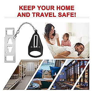 Portable Door Lock Home Security,2 Pack Security Door Lock for Travel, Safety and Privacy Protection, Practical Suitable for Hotel Room Airbnb and Apartment Doors, College Room Black