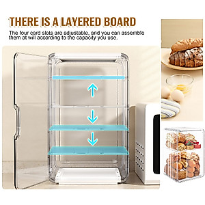 Ceinun Bread Box Food Grade Plastic Bread Box with Detachable Adjustable Divider Bread Storage and Organizer for Kitchen Clear White