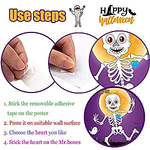 Funnlot Halloween Games for Kids Party Pin The Heart on The Mr.Bones Game Halloween Party Favors  Halloween Party Games Activities Halloween Pin The Tail Game