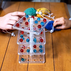 Jokari Take the Tower 3D Strategy Board Game for 2 To 4 Kids or Adults of Any Age. Easily Attach Rotating Playing Surfaces, Like Connect 4 Try to Align 4 Marbles, Turn a Level to Alter Opponent's Plan