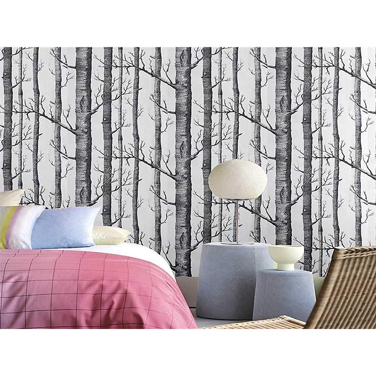 HOYOYO 17.8 x 118 Inches Self-Adhesive Shelf Liner, Self-Adhesive Shelf Liner Dresser Drawer Paper Wall Sticket Home Decoration, Black Tree