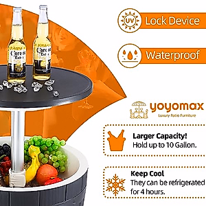 yoyomax Outdoor Cool, 10 Gallon Beer and Wine Furniture & Hot Tub Side Table, Beverage Cooler, Cocktail Bar for Patio, Pool, Party, Poolside, 10 Gallons, Black