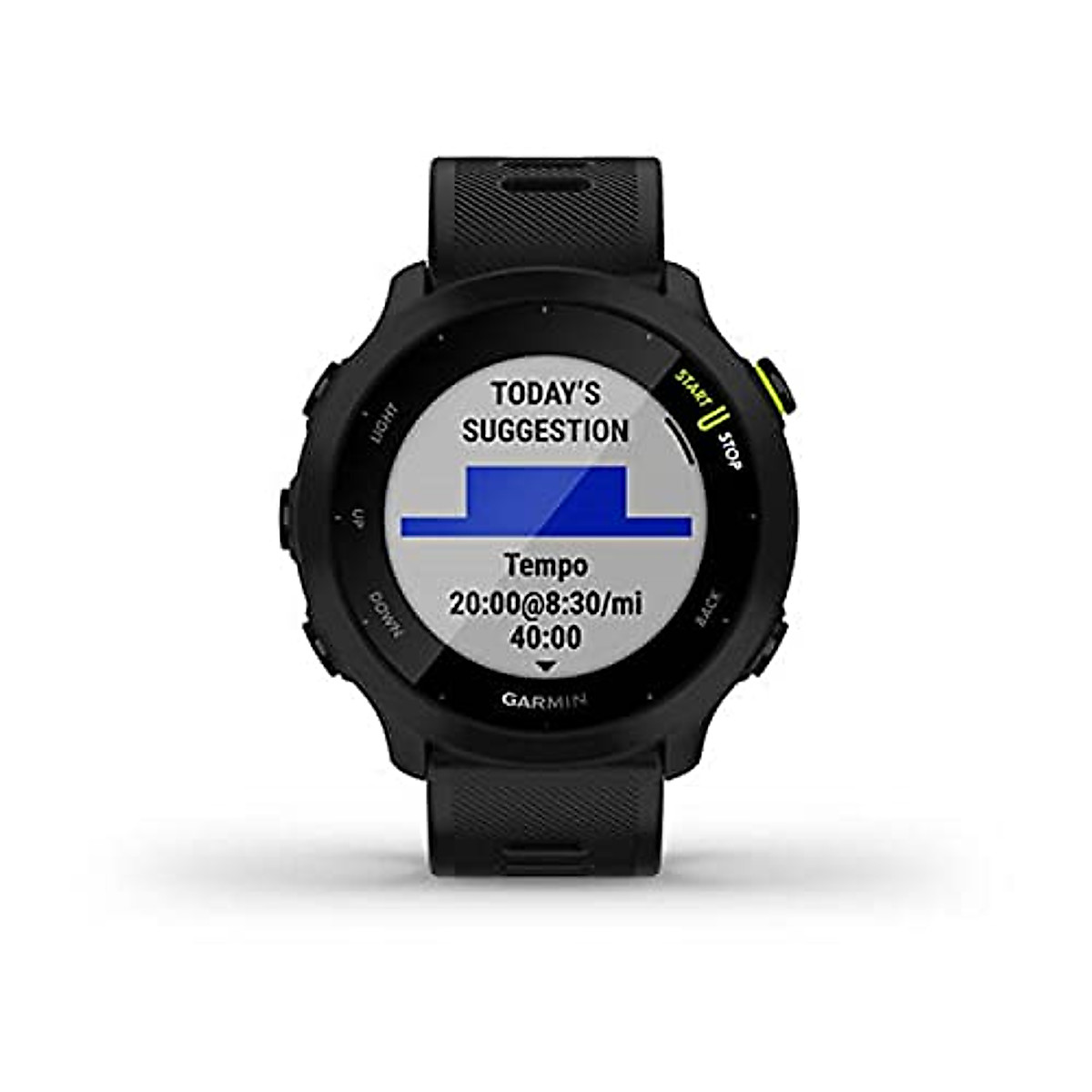 Garmin 010-02562-00 Forerunner 55, GPS Running Watch with Daily Suggested Workouts, Up to 2 weeks of Battery Life, Black