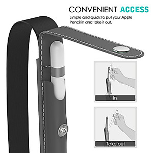 MoKo Case Holder for Apple Pencil (USB-C), Apple Pencil 1st/2nd Generation,Elastic Pocket Pouch Sleeve Detachable Cover for Apple Pen, Fit iPad Pro 11" / Pro 12.9" 2022/2021/2020/2018/2017, Space Gray